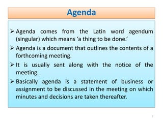 Notice, Agenda & Minutes - The Fundamentals | PPTX