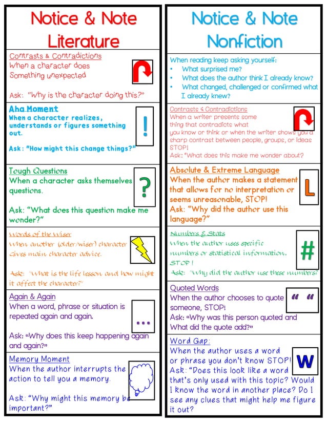 Notice and note book | PDF | Books and Literature