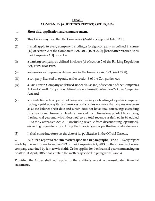 NOTICE INVITING COMMENTS ON THE DRAFT COMPANIES (AUDITOR’S REPORT) OR…
