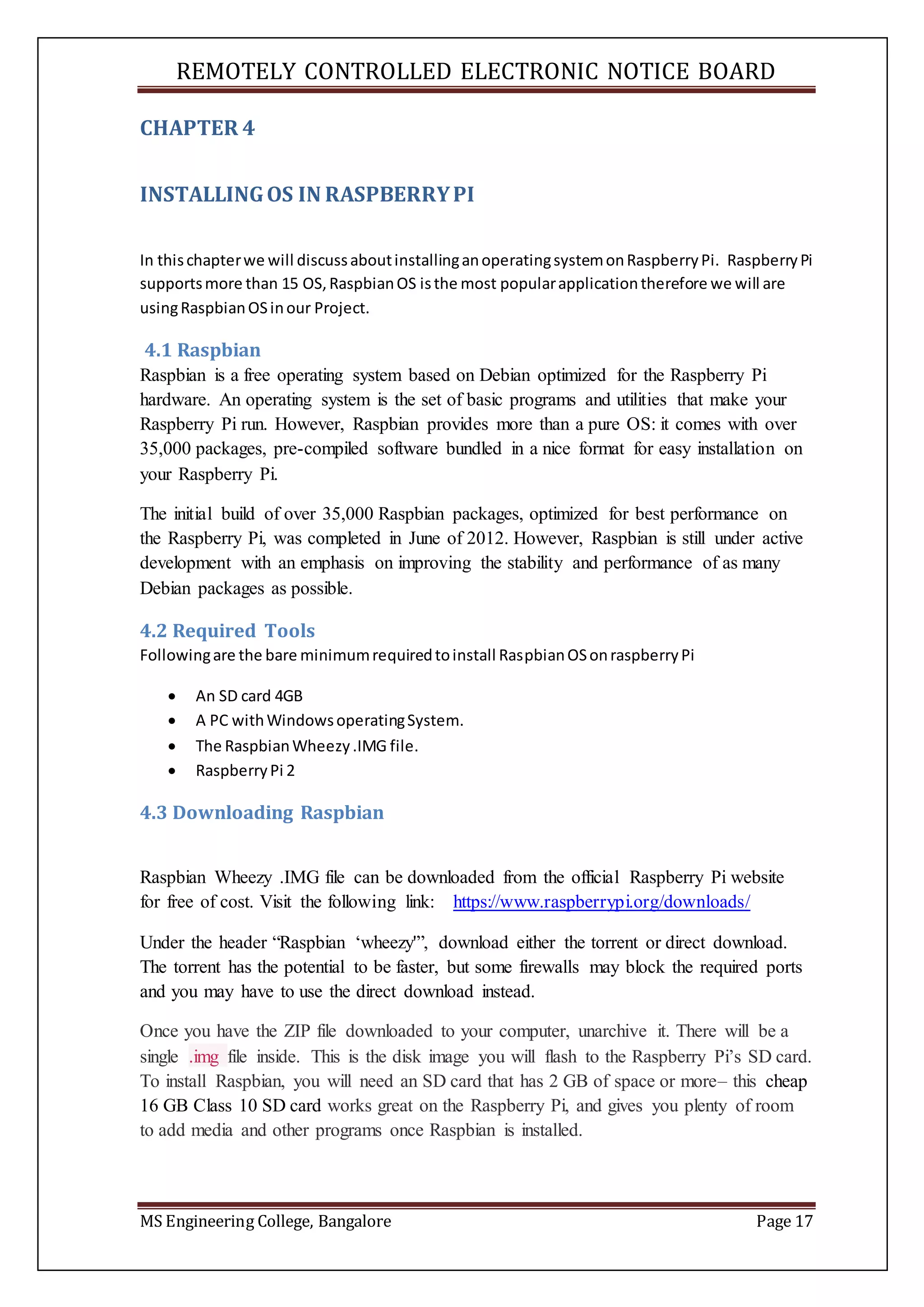 Electronic Notice Board Using Raspberry Pi And Android Phone Docx Operating Systems