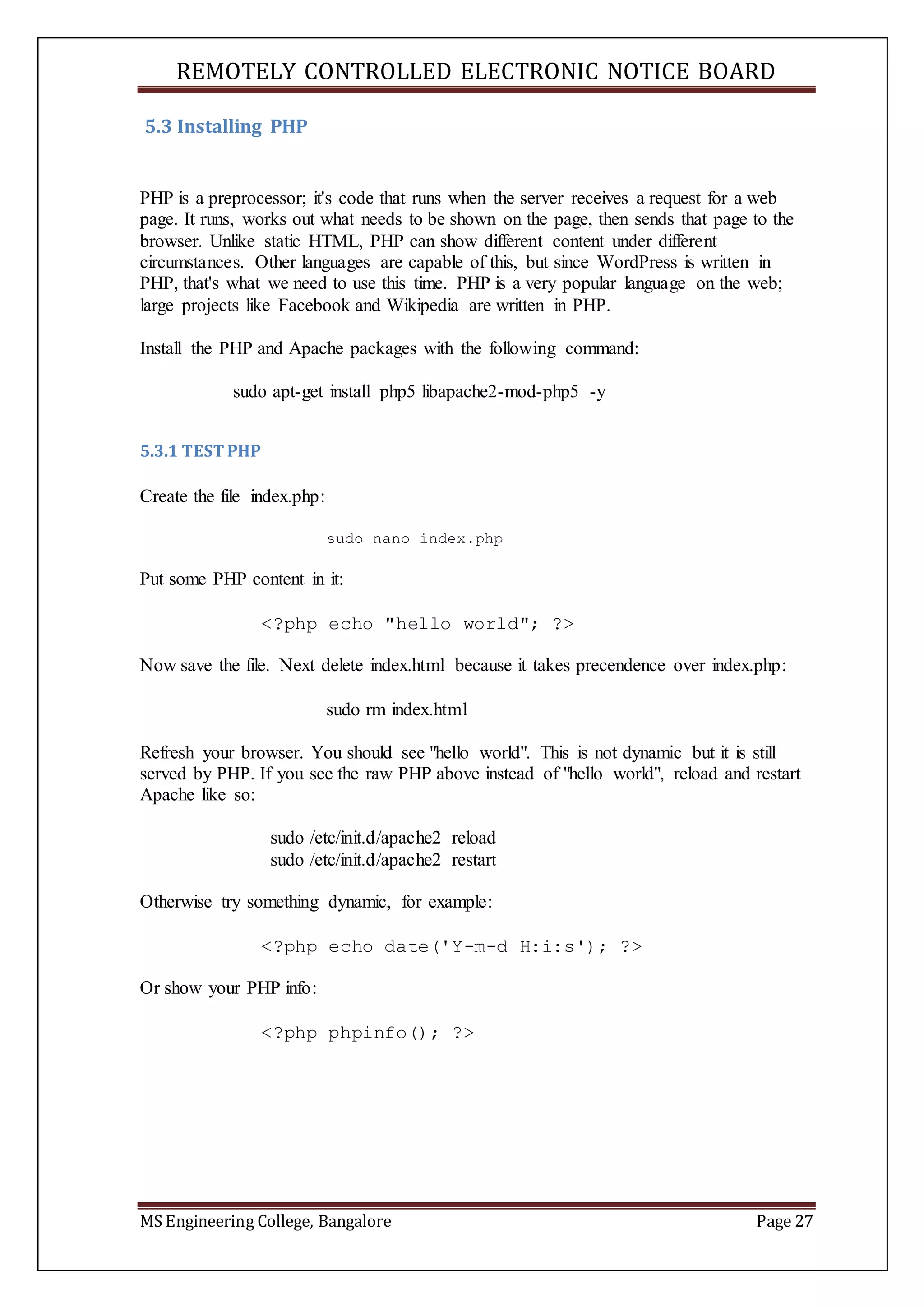 Electronic Notice Board Using Raspberry Pi And Android Phone Docx Operating Systems