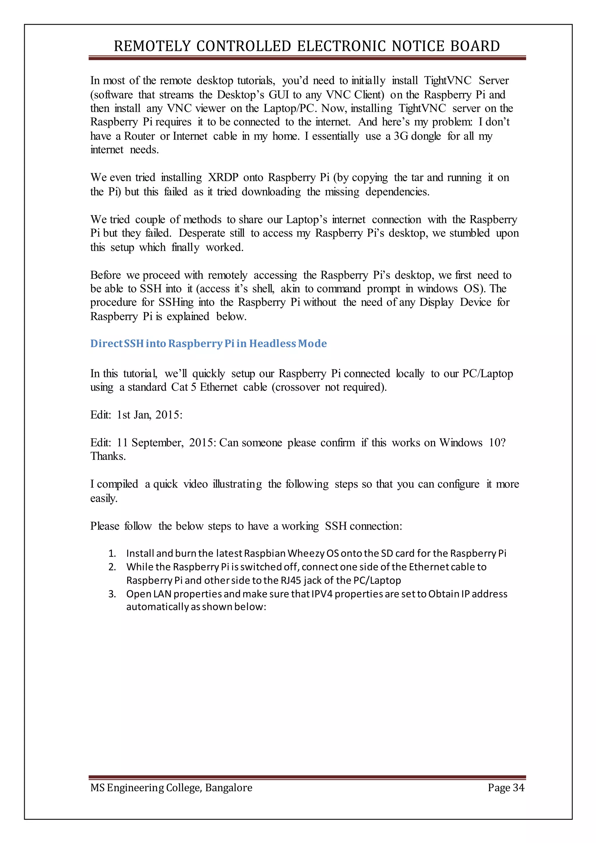 Electronic Notice Board Using Raspberry Pi And Android Phone Docx Operating Systems