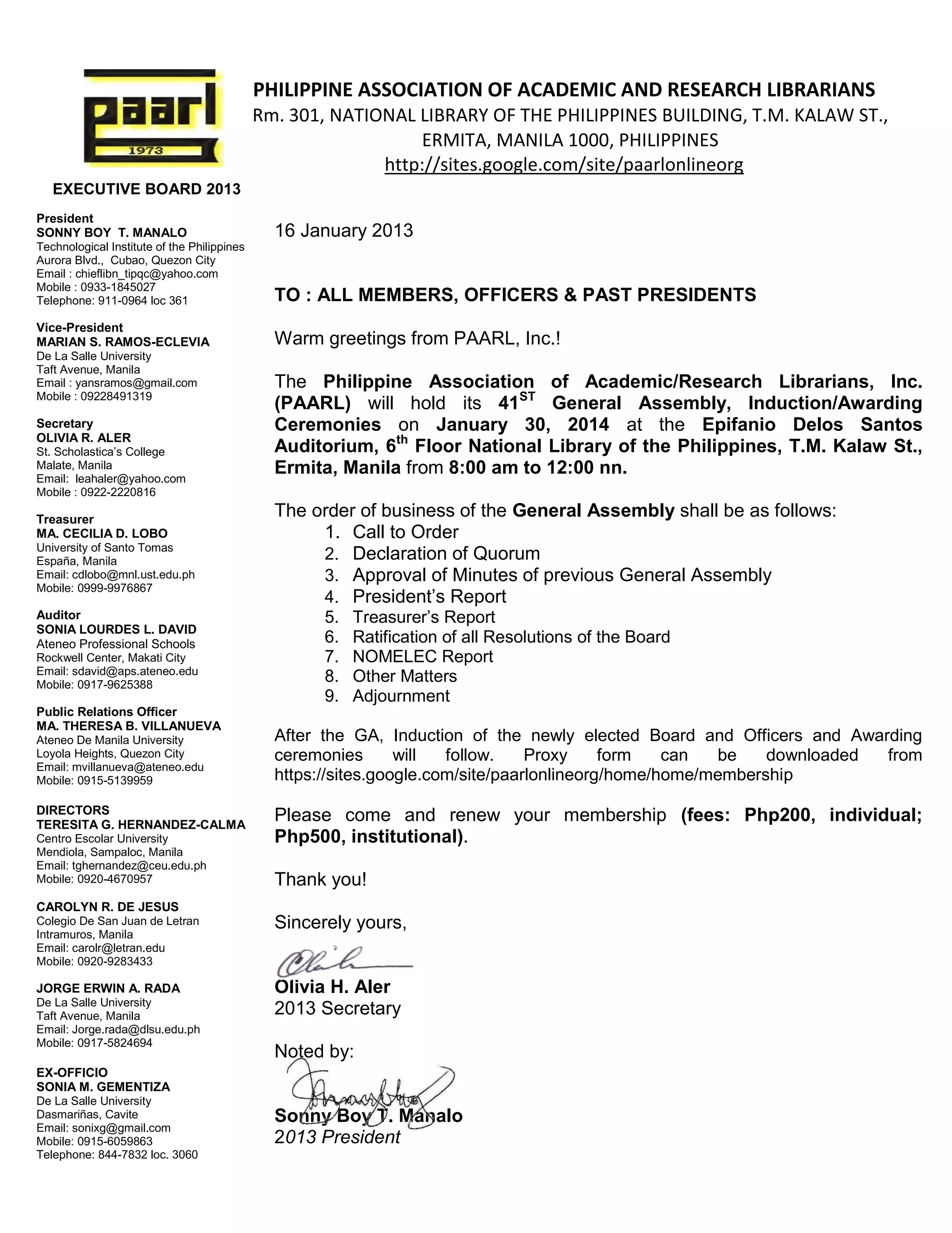 Notice for 41st general assembly | PDF