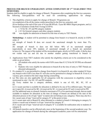 Notice for branch upgradation after completion of 1st year in ug programs (first two semesters ...
