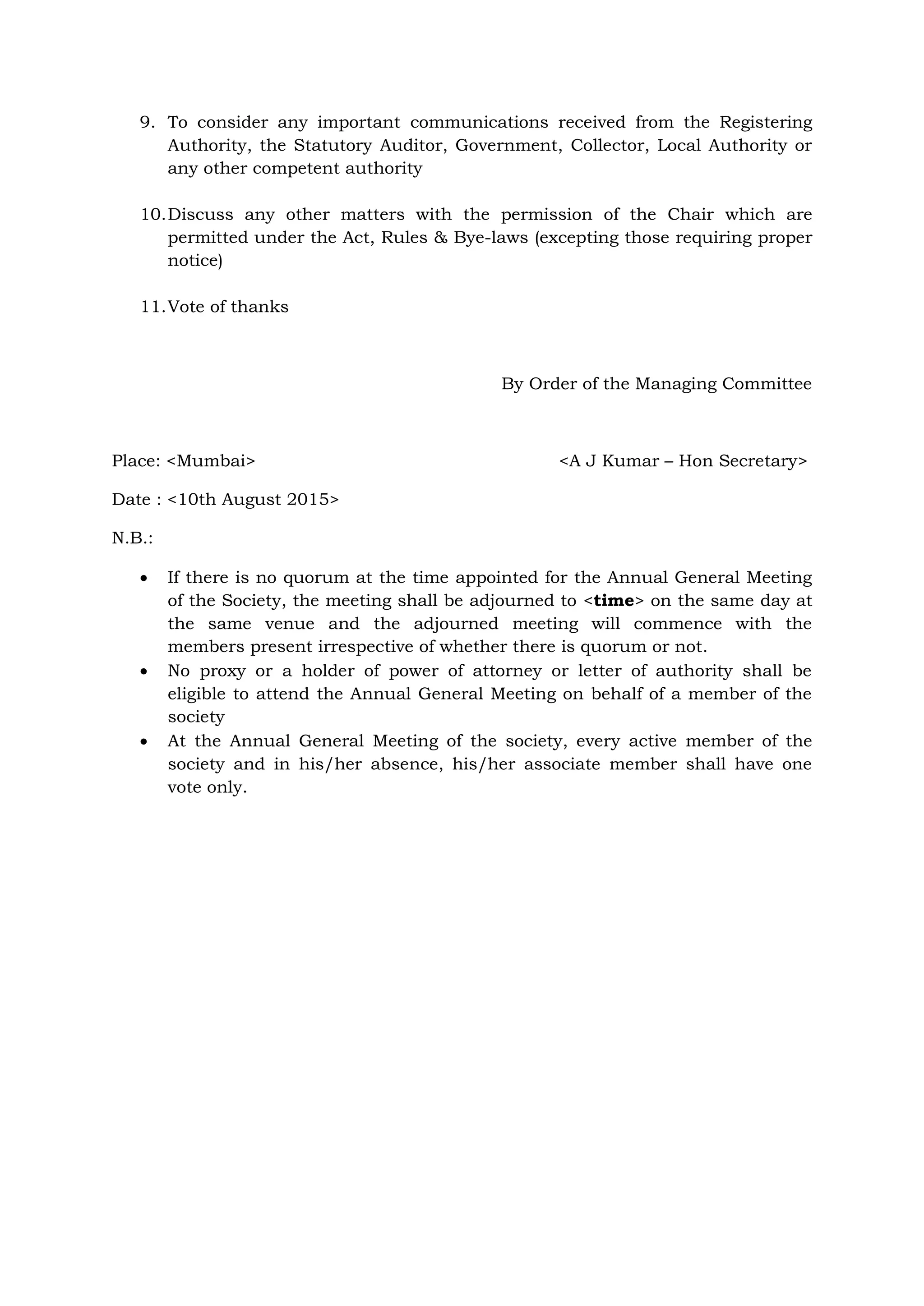 Notice of Annual General Meeting AGM | PDF