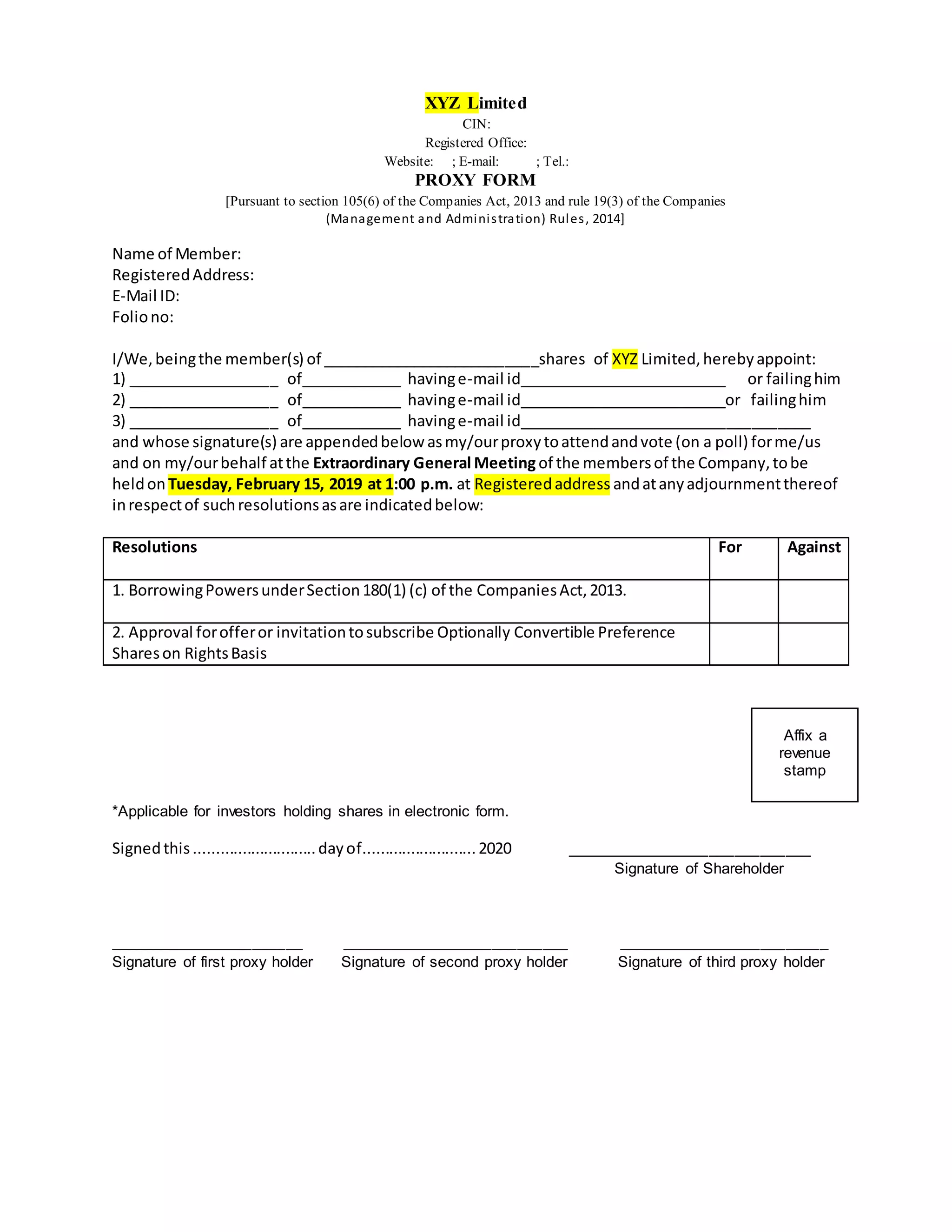 Notice of extraordinary general meeting | DOCX