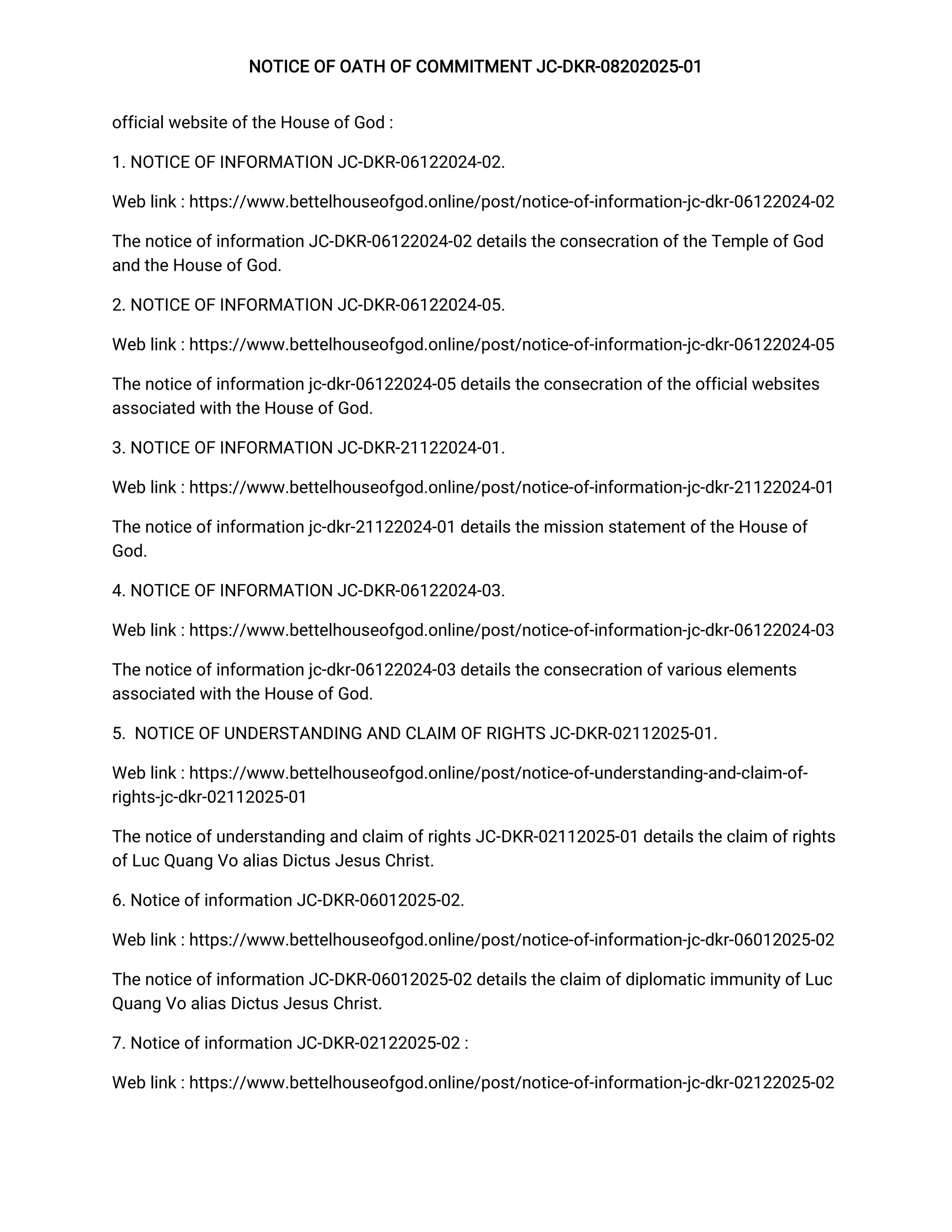 NOTICE OF OATH OF COMMITMENT JC-DKR-08192025-01.pdf