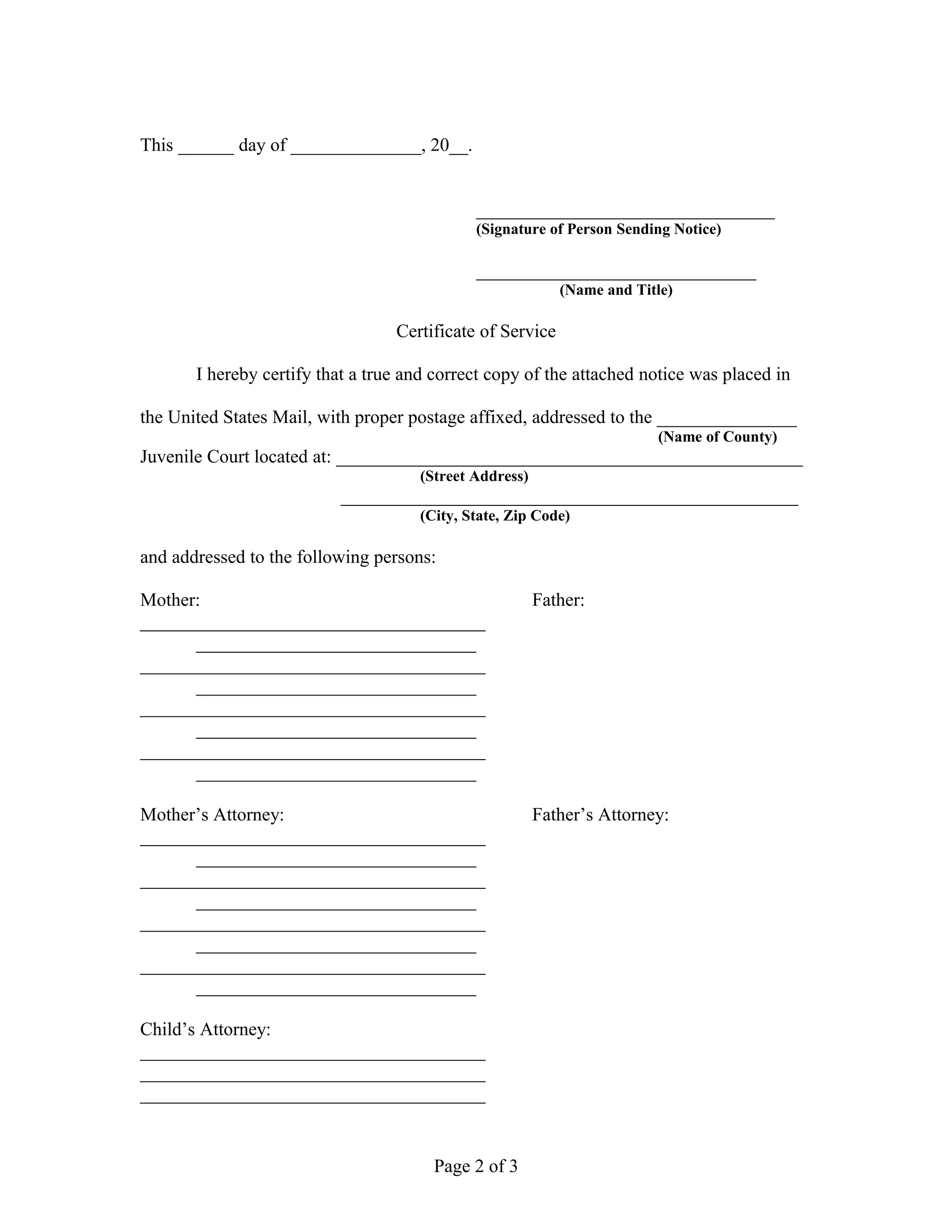 Notice of placement change form | DOC