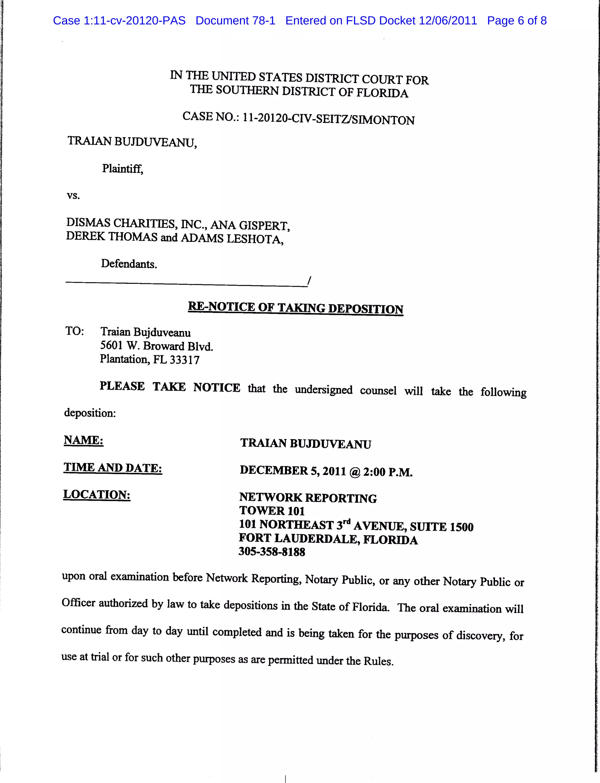 Notice of taking deposition | PDF