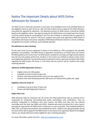Notice The Important Details about NIOS Online Admission for Stream 4.pdf