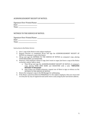 Notice to Explain SAMPLE FORM (First Notice) | PDF