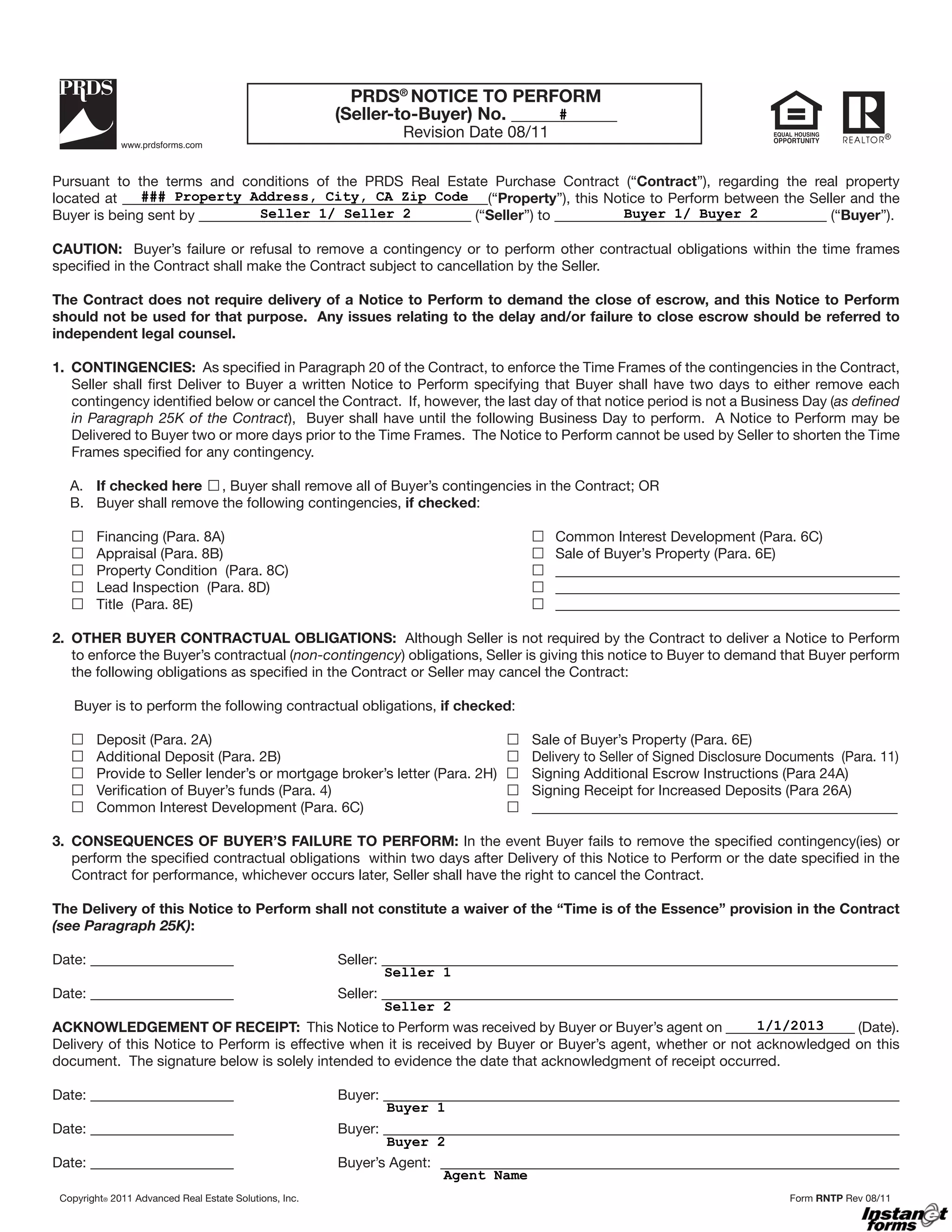 Notice to perform (rntp) | PDF