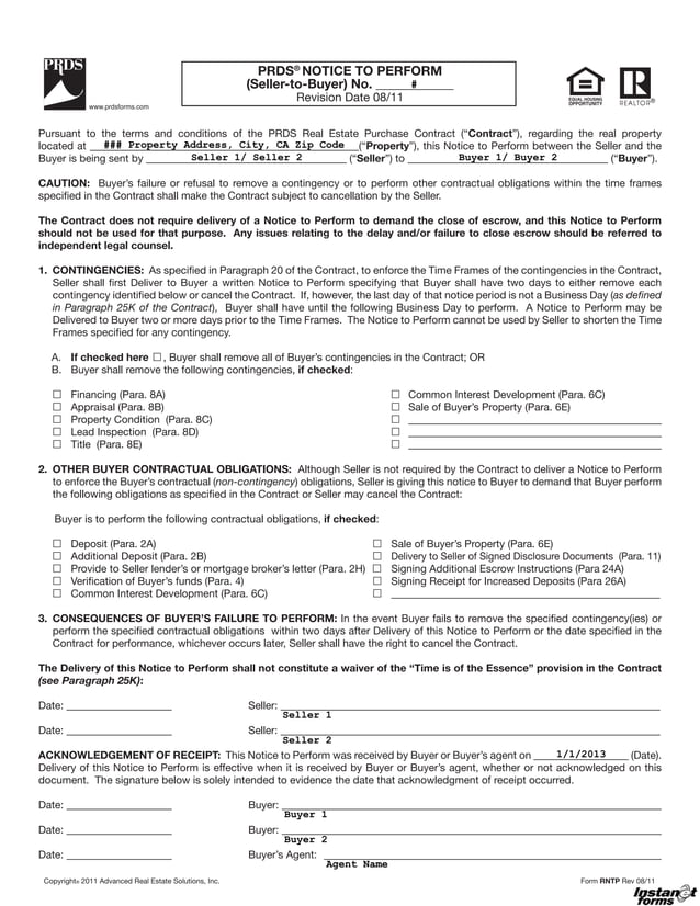 Notice to perform (rntp) | PDF