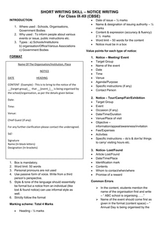 Notice Writing | PDF