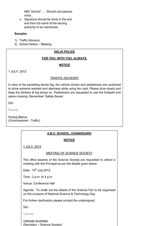 Notice Writing | PDF