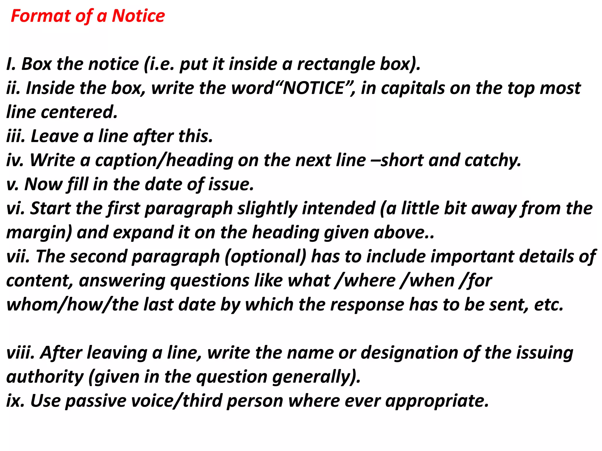 Notice writing | PPTX