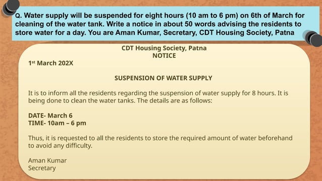 NOTICE WRITING class 12 ppt cbse english | PPTX