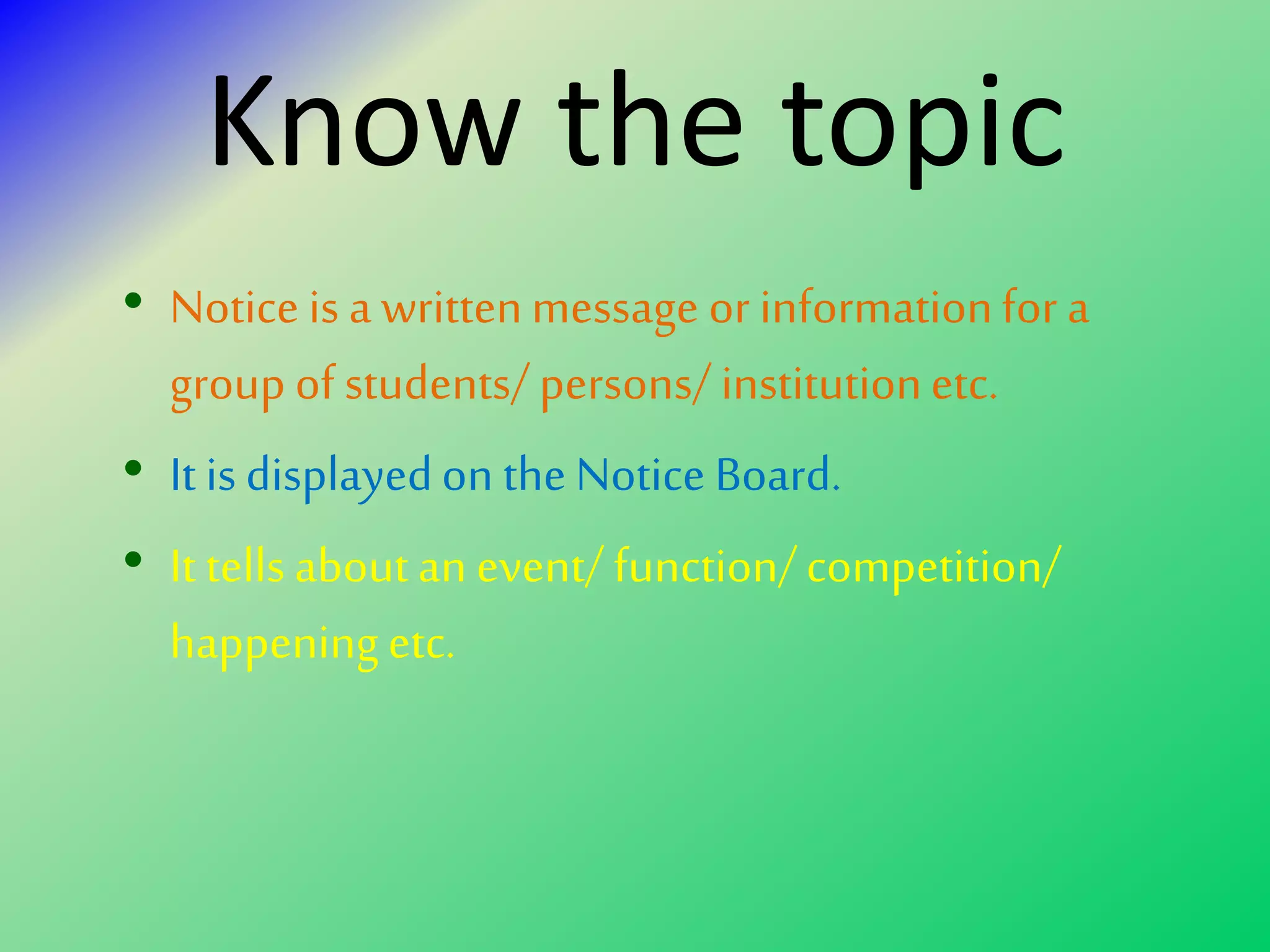 Notice writing for Classes VIII to XII | PPSX