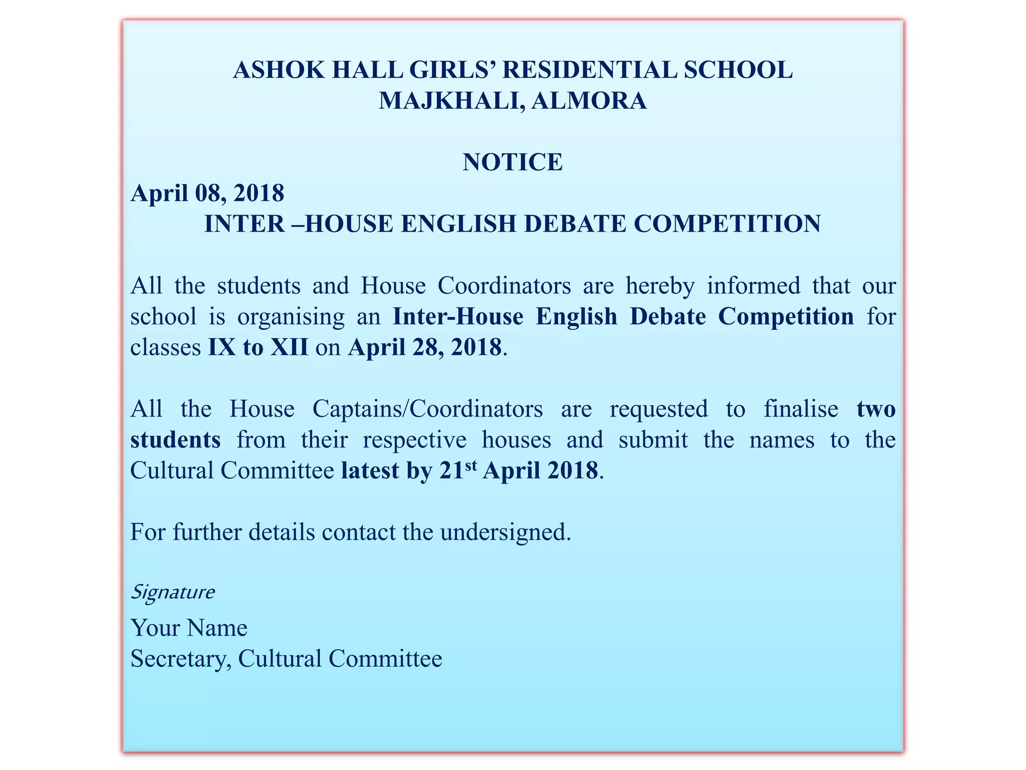 Notice writing ppt | PPTX