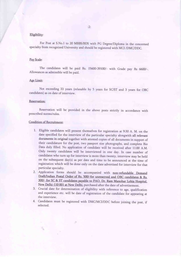 Notification rml-hospital-sr-resident-posts | PDF