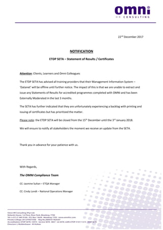 Notification | ETDP SETA | PDF