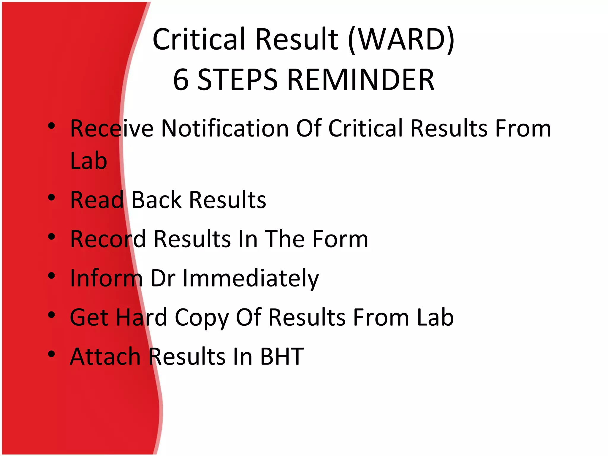 Notification of critical laboratory result | PPT