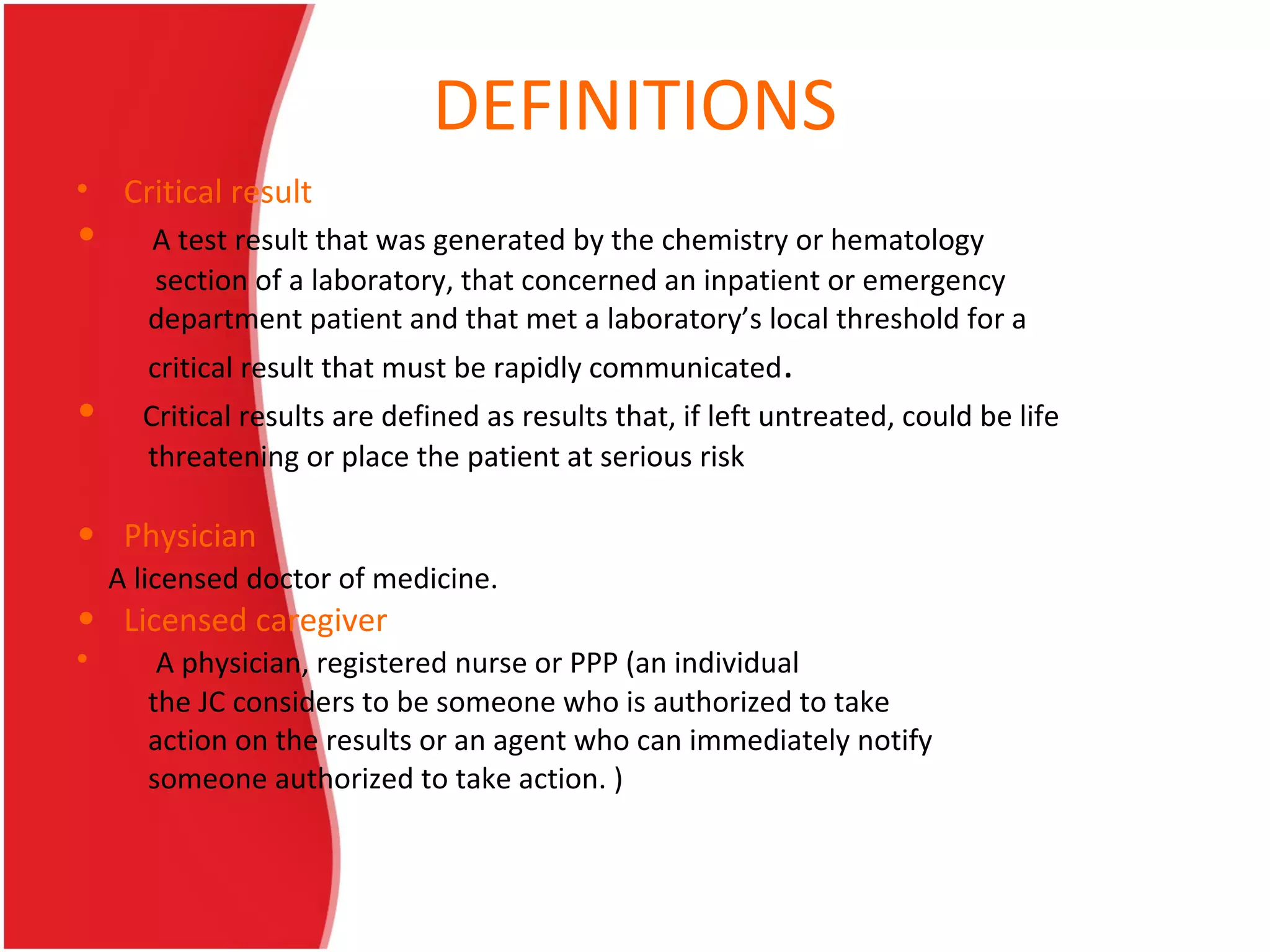 Notification of critical laboratory result | PPT