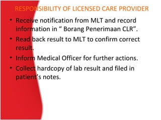 Notification of critical laboratory result | PPT