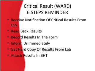 Notification of critical laboratory result | PPT