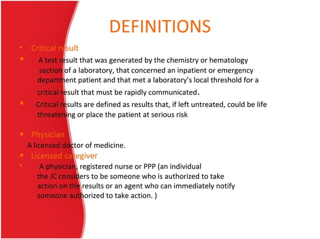 Notification of critical laboratory result | PPT | Lung and Respiratory ...