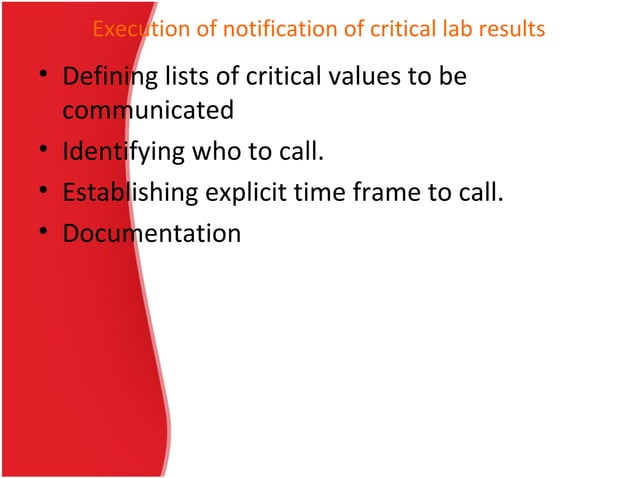 Notification of critical laboratory result | PPT | Lung and Respiratory ...