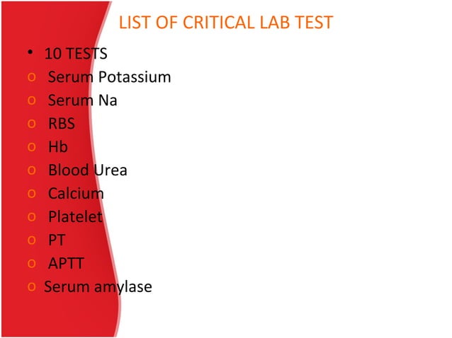 Notification of critical laboratory result | PPT | Lung and Respiratory ...