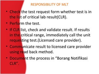 Notification of critical laboratory result | PPT