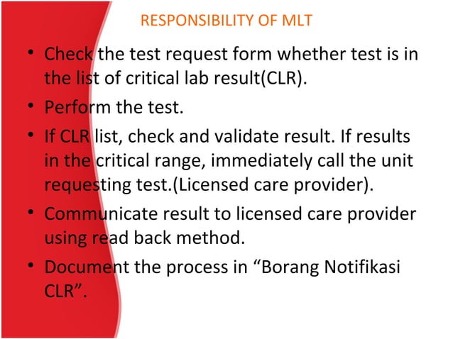 Notification of critical laboratory result | PPT | Lung and Respiratory ...