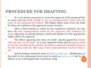 Office management - MSOP - NOTING AND DRAFTING | PPTX