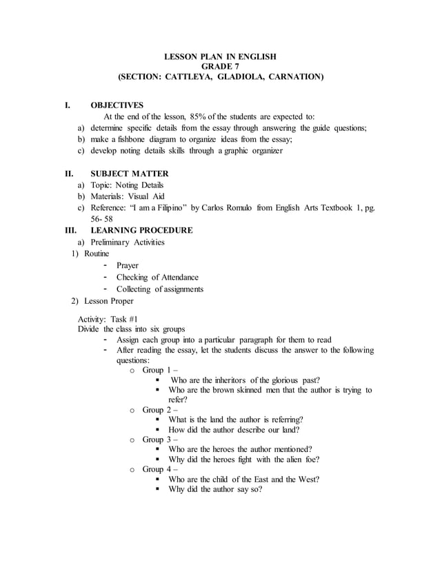 Noting details lesson plan | DOCX
