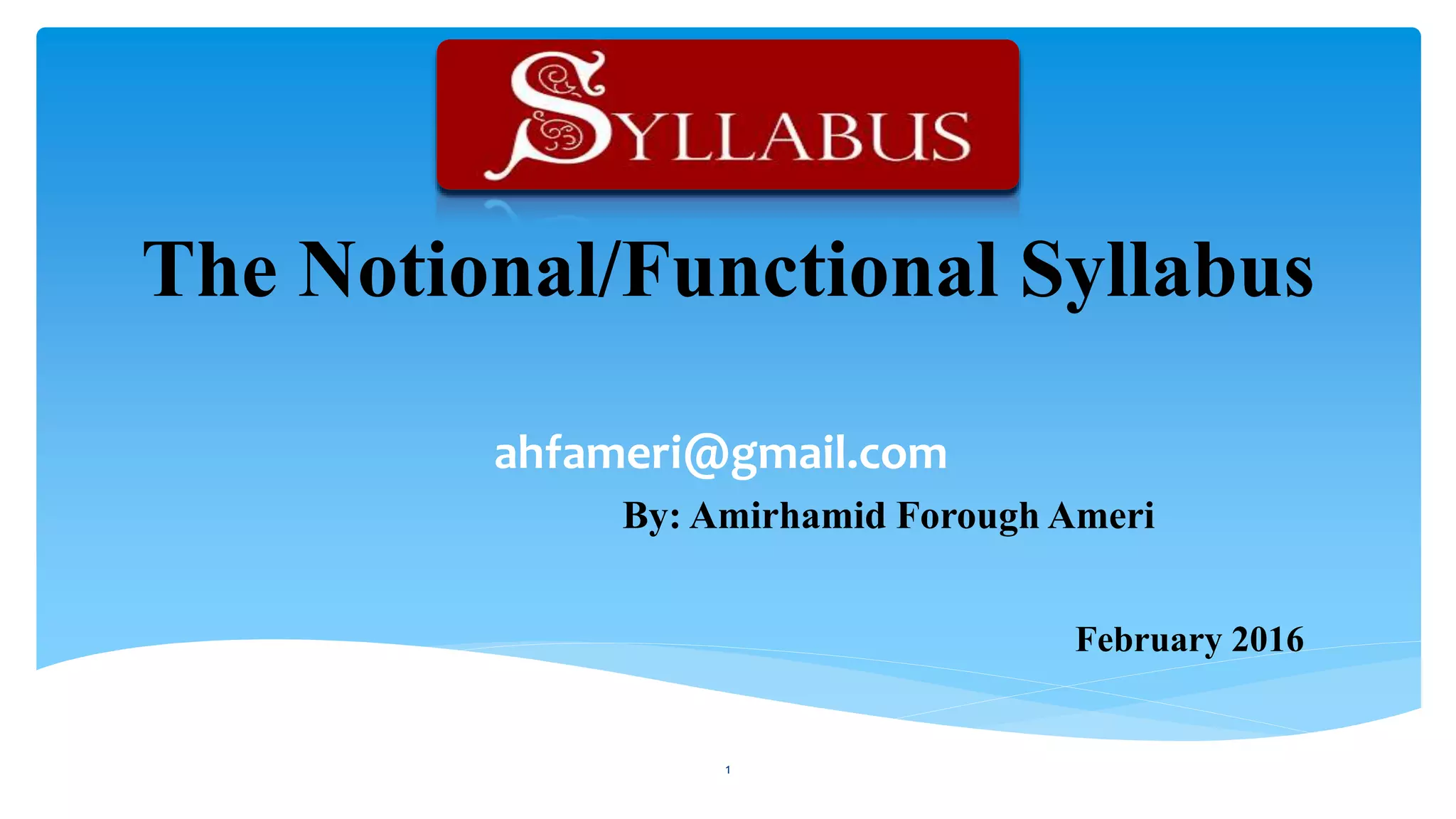 Notional functional syllabus | PPTX