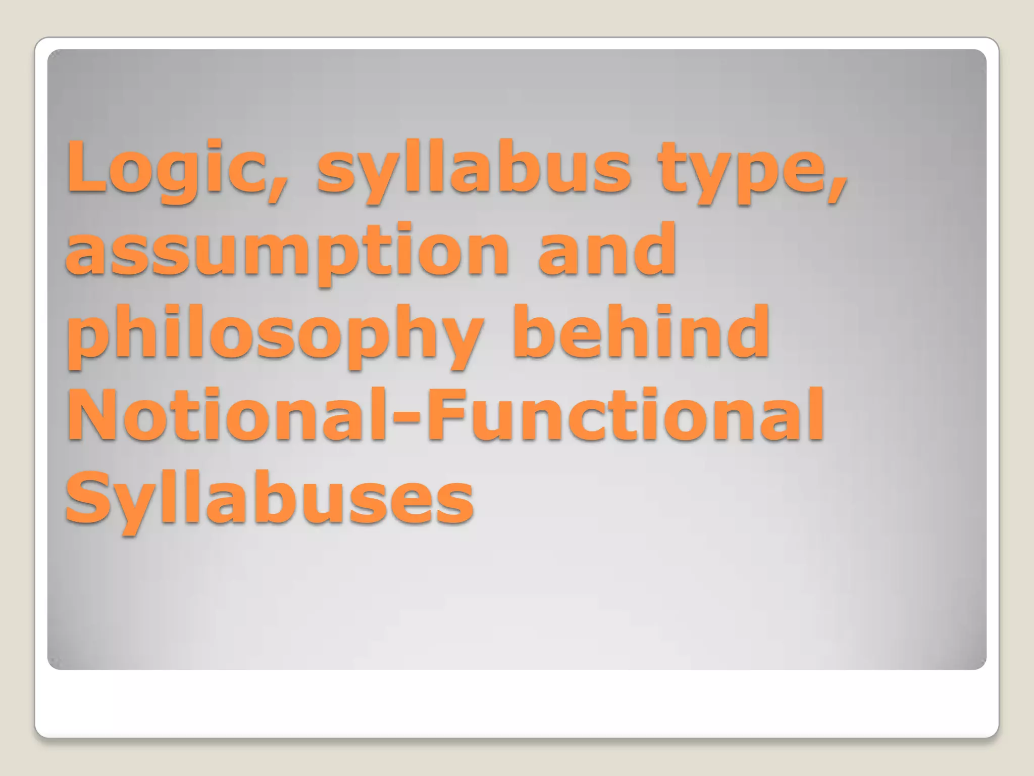 Notional functional syllabuses | PPTX