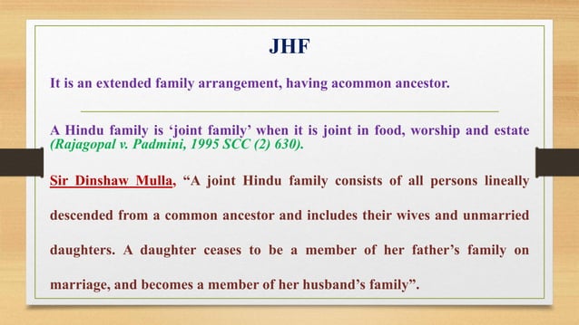 Notion of Joint Hindu Family | PPT