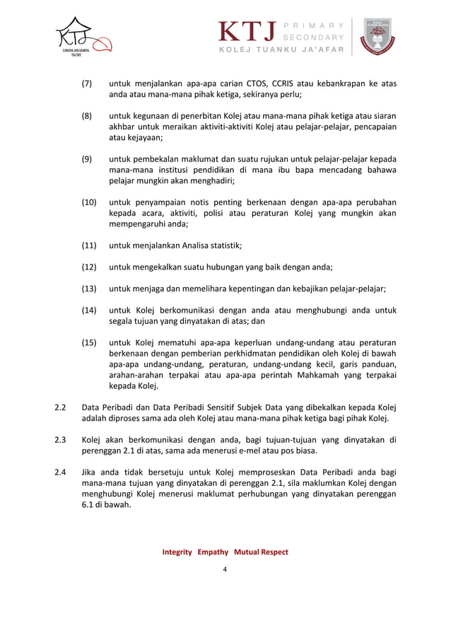 NOTIS PERLINDUNGAN DATA PERIBADI POLICY | PDF