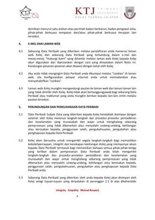 NOTIS PERLINDUNGAN DATA PERIBADI POLICY | PDF