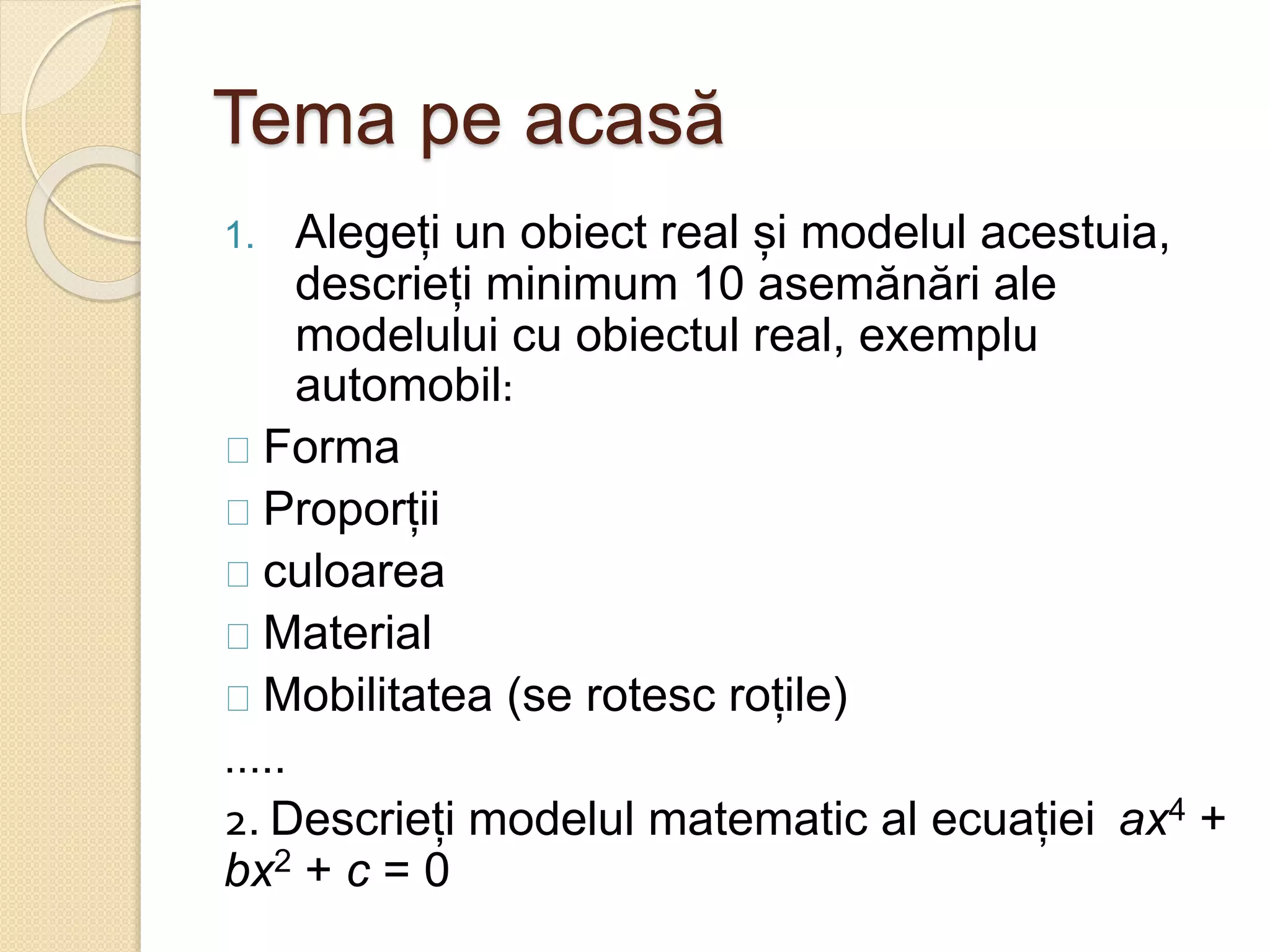 Notiune de model si modelare | PPTX