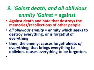 Not marble nor the gilded monument by Shakespeare | PPTX