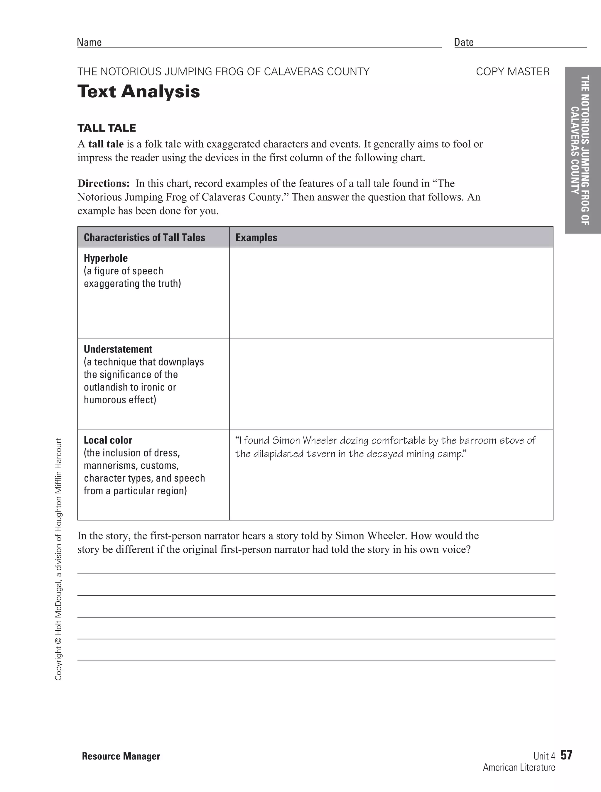 Notorious jumping frog graphic organizer | PDF