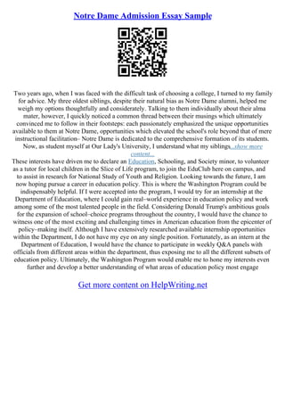 Notre Dame Essays | PDF