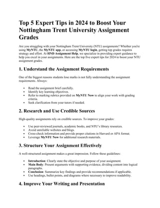 Nottingham Trent University Assignment Grades.docx