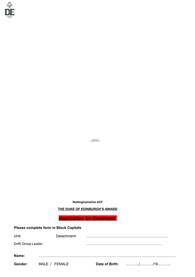 Notts acf enrolment_form dofe | PDF