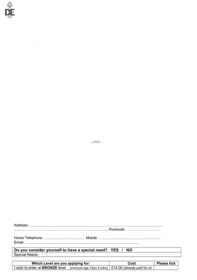 Notts acf enrolment_form dofe | PDF