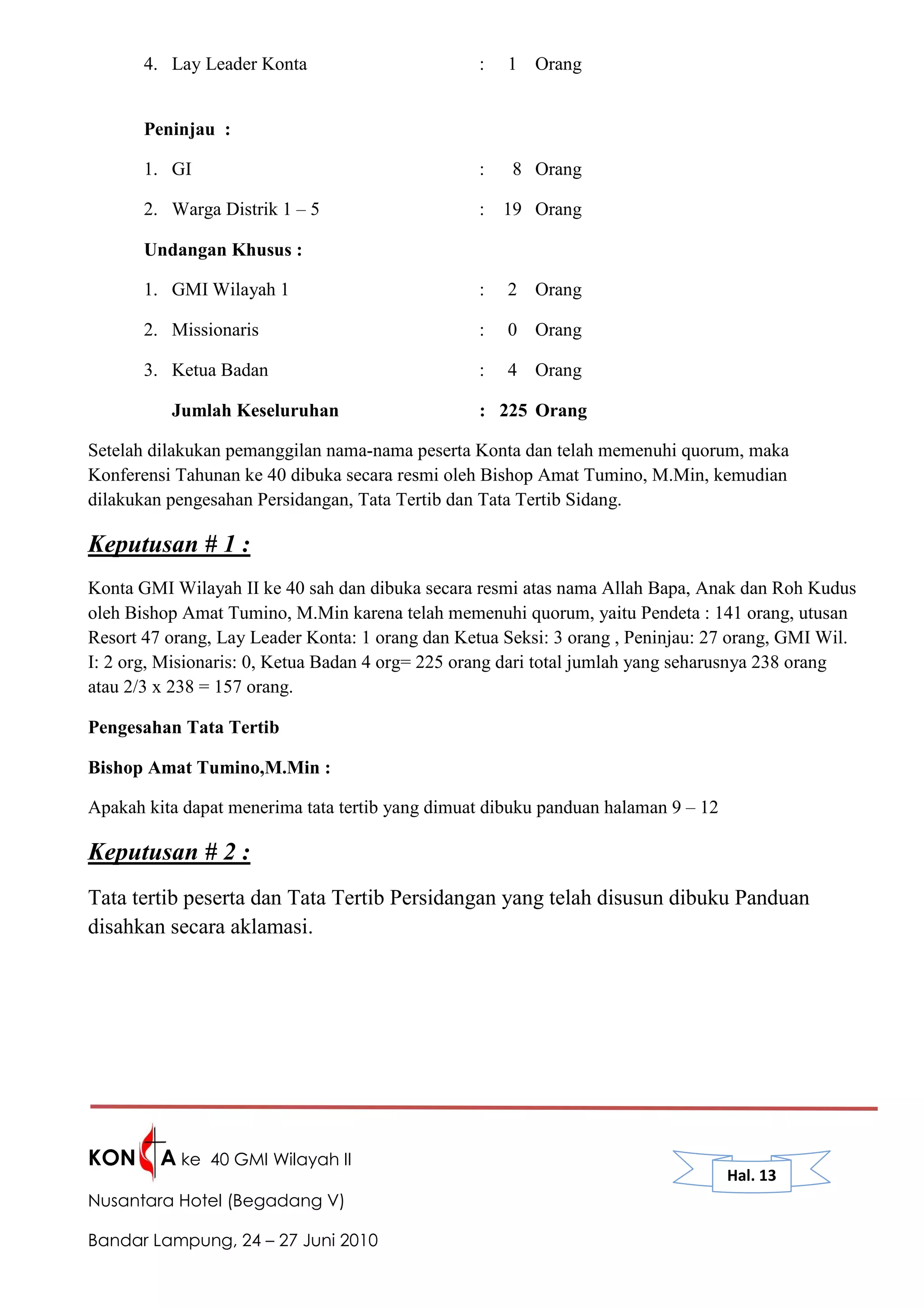 Notulen konta 40 tahun 2010 | PDF