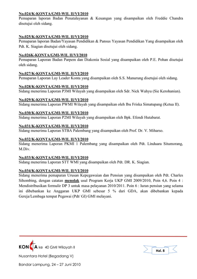 Notulen konta 40 tahun 2010 | PDF